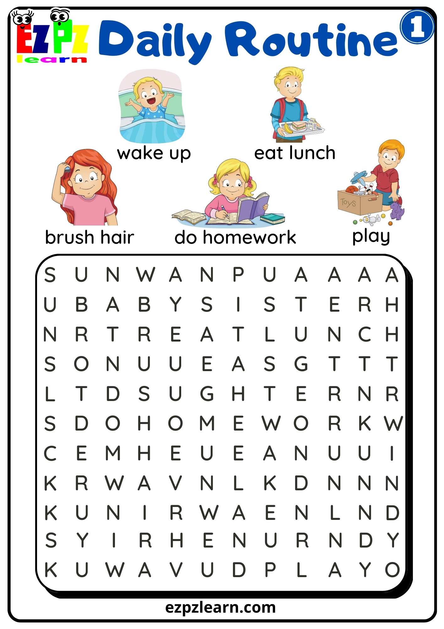 Daily Routine Ezpzlearn Daily Routine Ezpzlearn